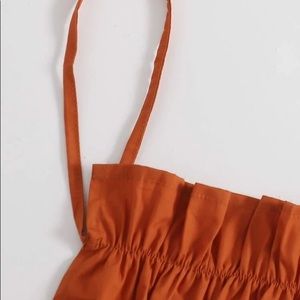 Tops | Ruffle Trim Ruched Back Backless Top In Rust | Poshmark